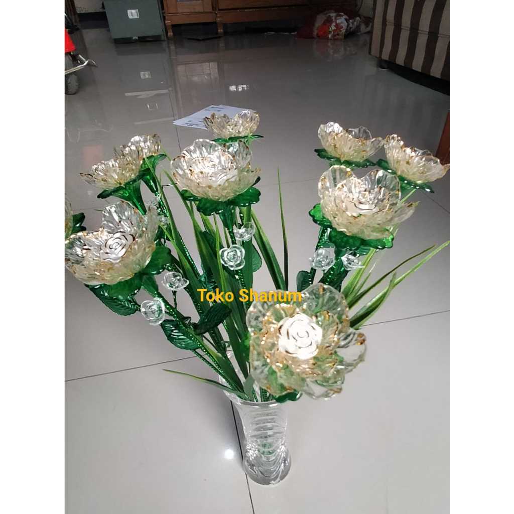 Jual Harga 1 tangkai Bunga mawar kristal lis emas/ Mawar list gold ...