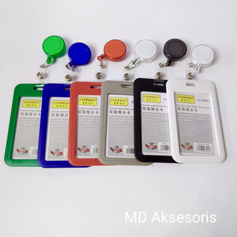 Jual Tempat Id Card Plastik Sliding 2 Sisi Bening Transparan Holder Id ...