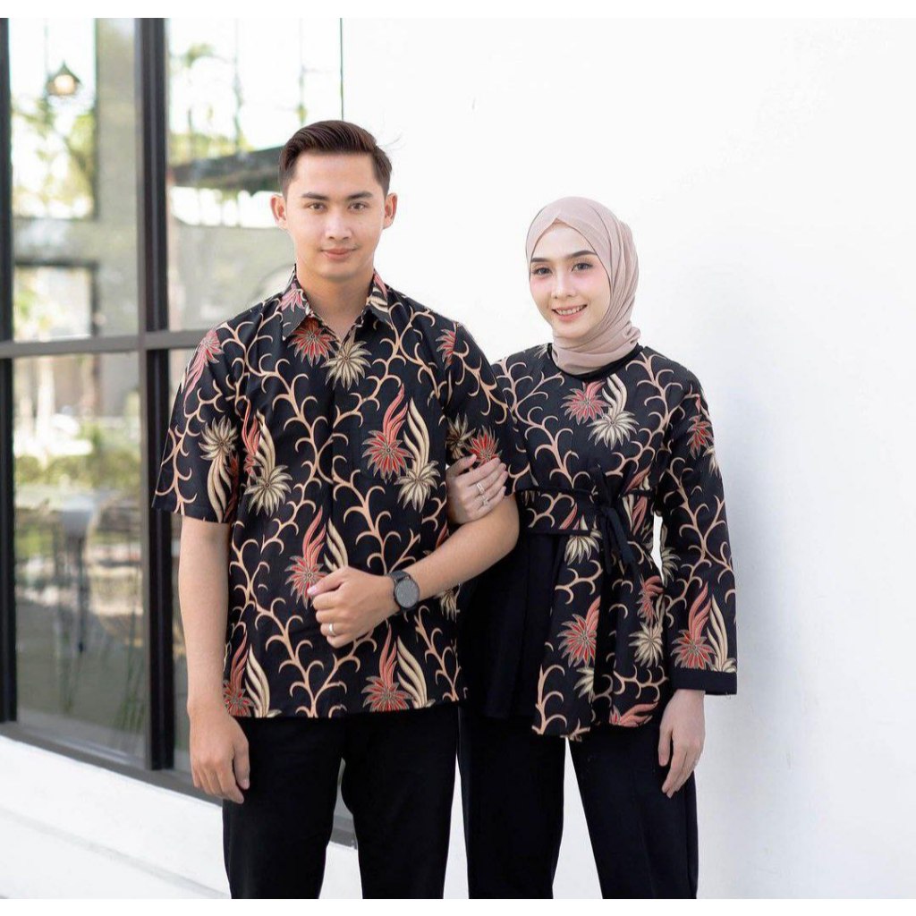 Jual Benang Raja Batik Couple Pria Wanita Katun Motif Daun Kembar 2 ...