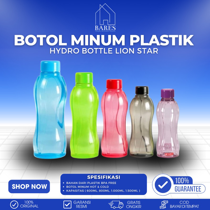 Jual LION STAR Botol Air Minum Plastik Hydro Bottle 500ml 600ml 800ml 1000ml 1500ml | Shopee ...