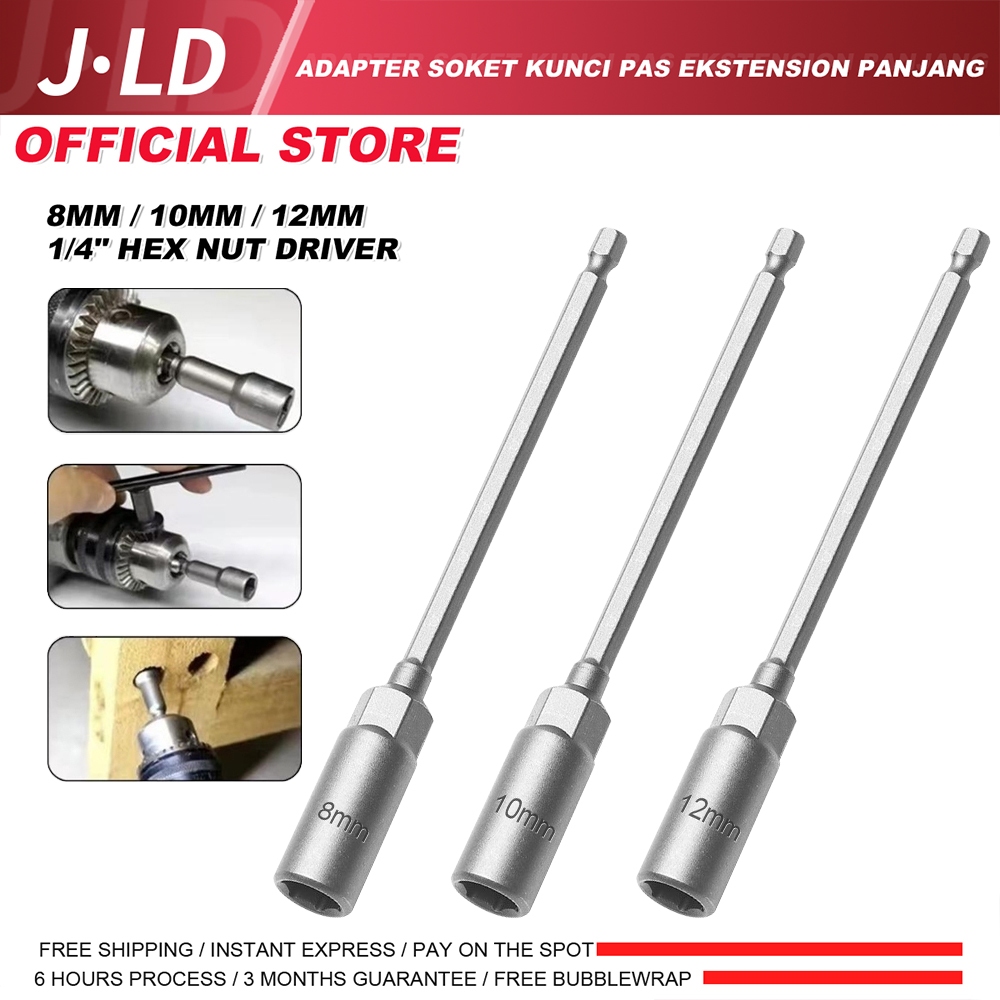 Jual JLD Adapter Soket Kunci Pas Ekstension Panjang 1/4" Hex Nut Driver ...