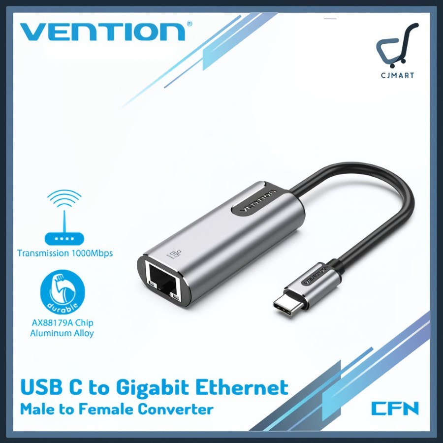 Jual VENTION USB C to Gigabit Ethernet LAN Adapter Aluminum Alloy ...