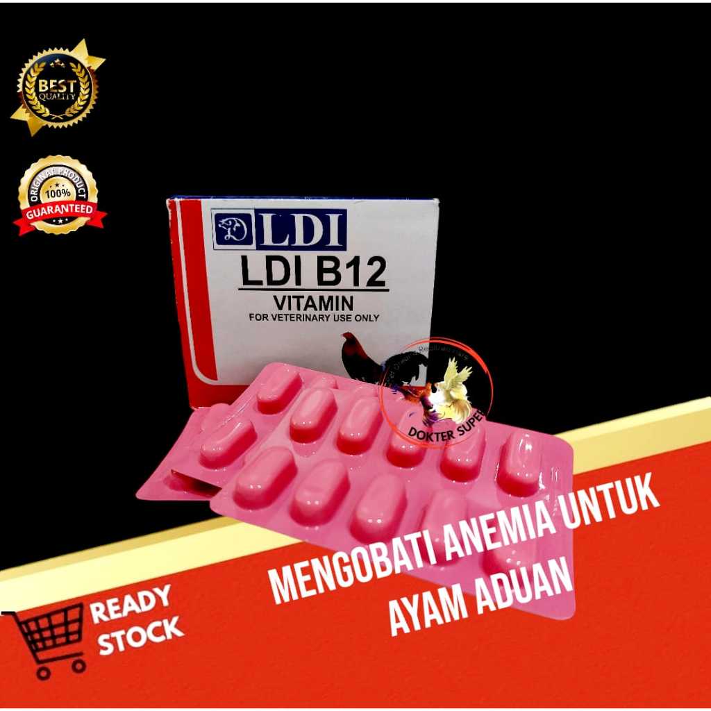 Jual LDI B-12 Vitamin suplemen ayam b12 ori filipina,harga 1 srip ...