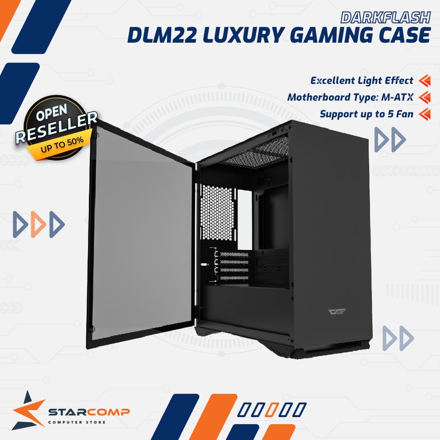 Jual Aigo DarkFlash DLM22 LUXURY Black mATX DLM 22 Gaming Casing ...