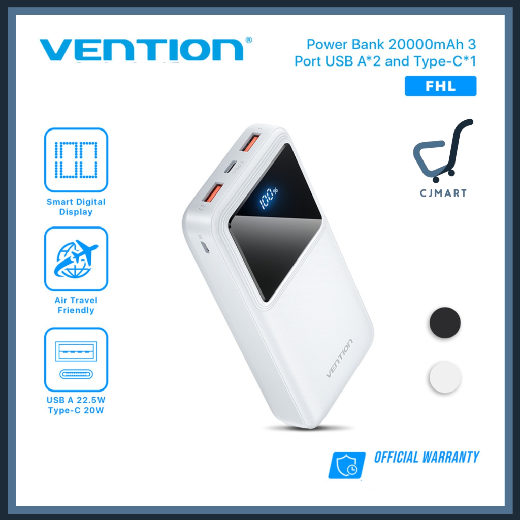 Jual Vention Powerbank 22.5W 10000Mah 20000Mah with LED Display PD PPS QC Fast Charging FHK FHL ...