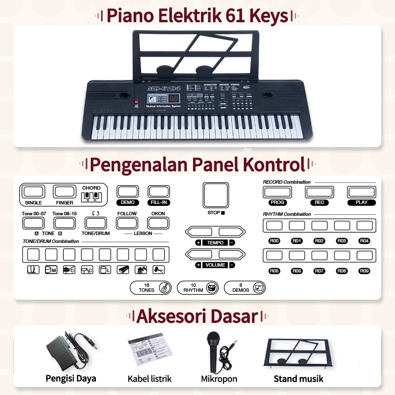 Jual Benston Music- Keyboard Elektronik Anak 61 keyboard, Dirancang ...
