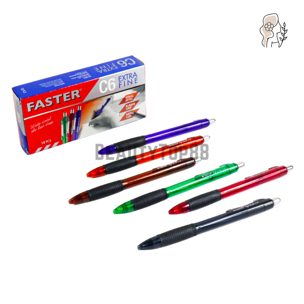 Jual Pulpen Pen Faster C6 Extra Fine - Ballpoint Cetek Hitam Biru [1 ...