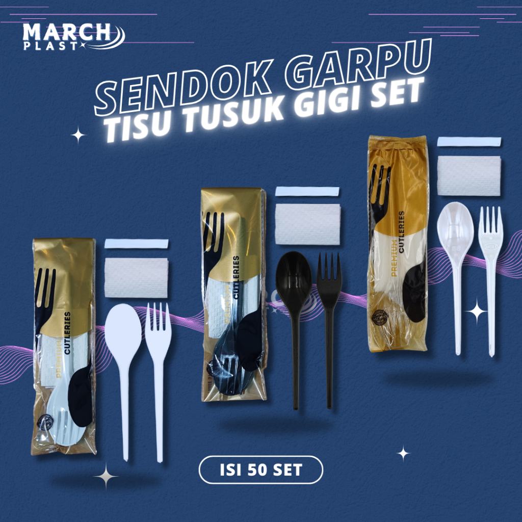 Jual [50PCS] SENDOK GARPU TISU TUSUK GIGI SET STERIL SENDOK GARPU ...