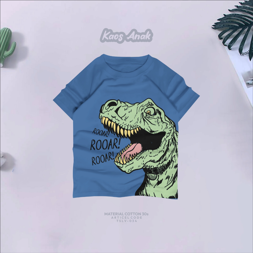 Jual Baju Kaos Anak Laki Laki Karakter Dinosaurus T-Rex 1-10 Tahun ...