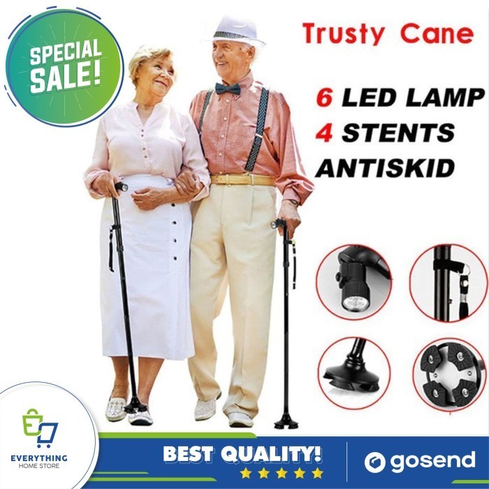 Jual PREMIUM LED Walking Stick Alat Bantu Jalan Lansia Tongkat Senter ...