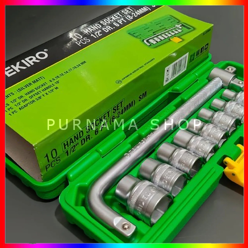 Jual Kunci Shock Sok Set 10 Pcs Merek Tekiro 1/2DR 8-24mm 6pt Original Ready Kunci Shock Set ...