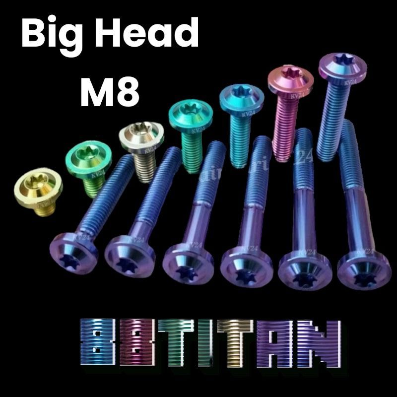 Jual Baut Titanium Gr5 M8 Dart 12 Big Head M8x10-M8x55 Panjang 1 - 5,5cm | Shopee Indonesia