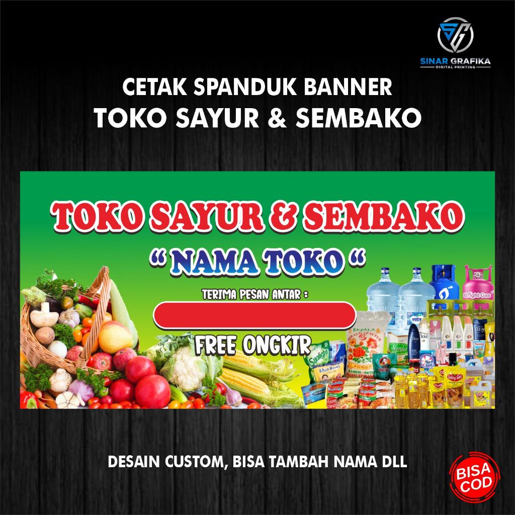 Jual Spanduk Toko Sayur, Toko Buah, Toko Sembako, Desain & Ukuran Bisa ...