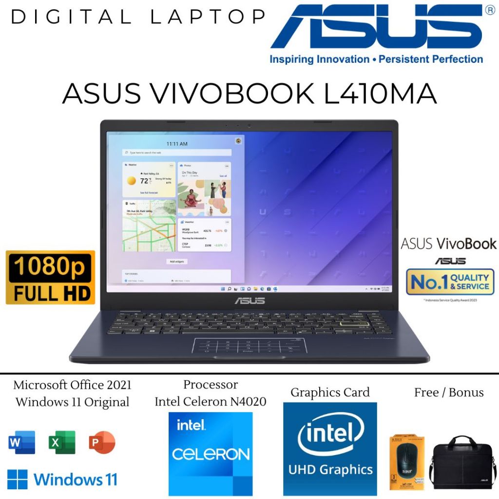 Jual ASUS L410MA Intel Celeron N4020 RAM 4GB 512GB SSD 14.0 FHD ...