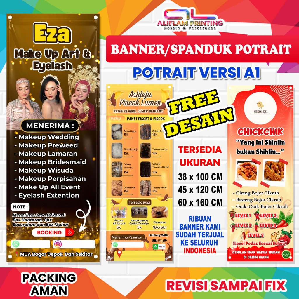 Jual CETAK BANNER/SPANDUK POTRAIT | A01 | GRATIS DESAIN | Revisi sampai ...