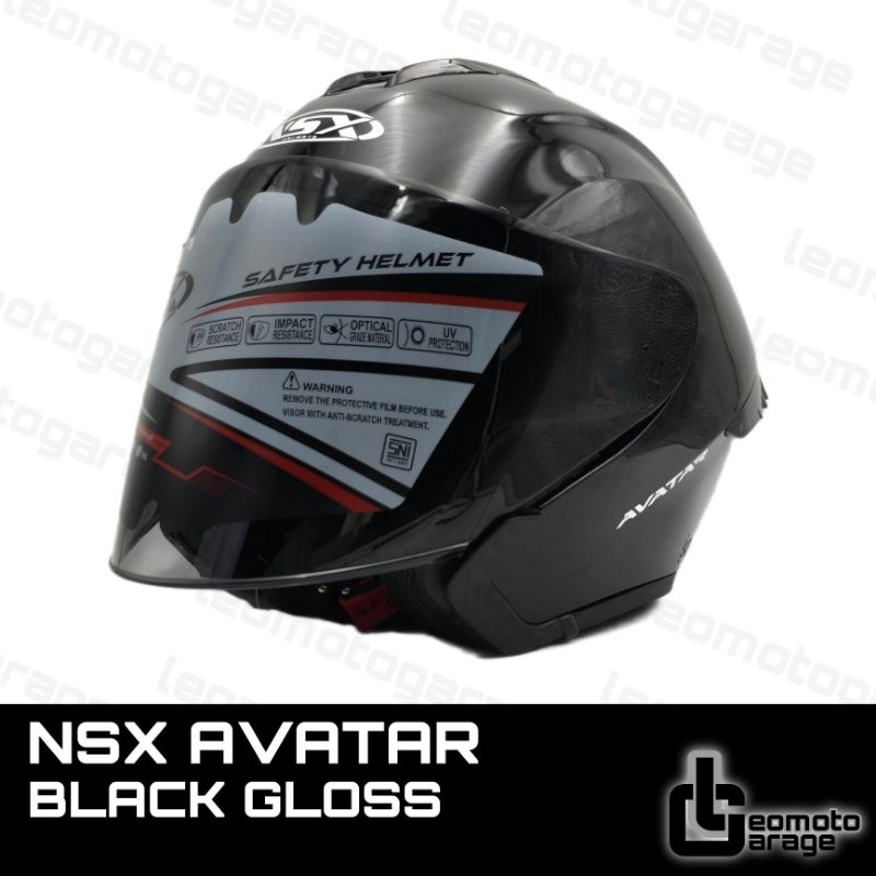 Jual HELM NSX AVATAR HELM HALF FACE BLACK GLOSS | Shopee Indonesia
