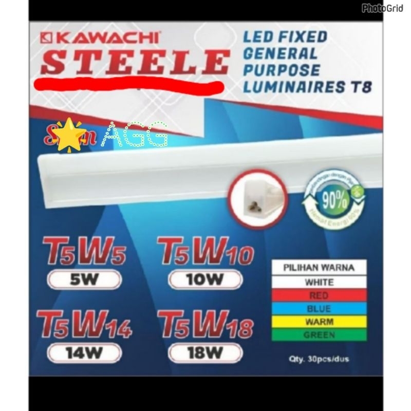 Jual LAMPU LED T5 14 WATT 90 CM KAWACHI STEELE | Shopee Indonesia