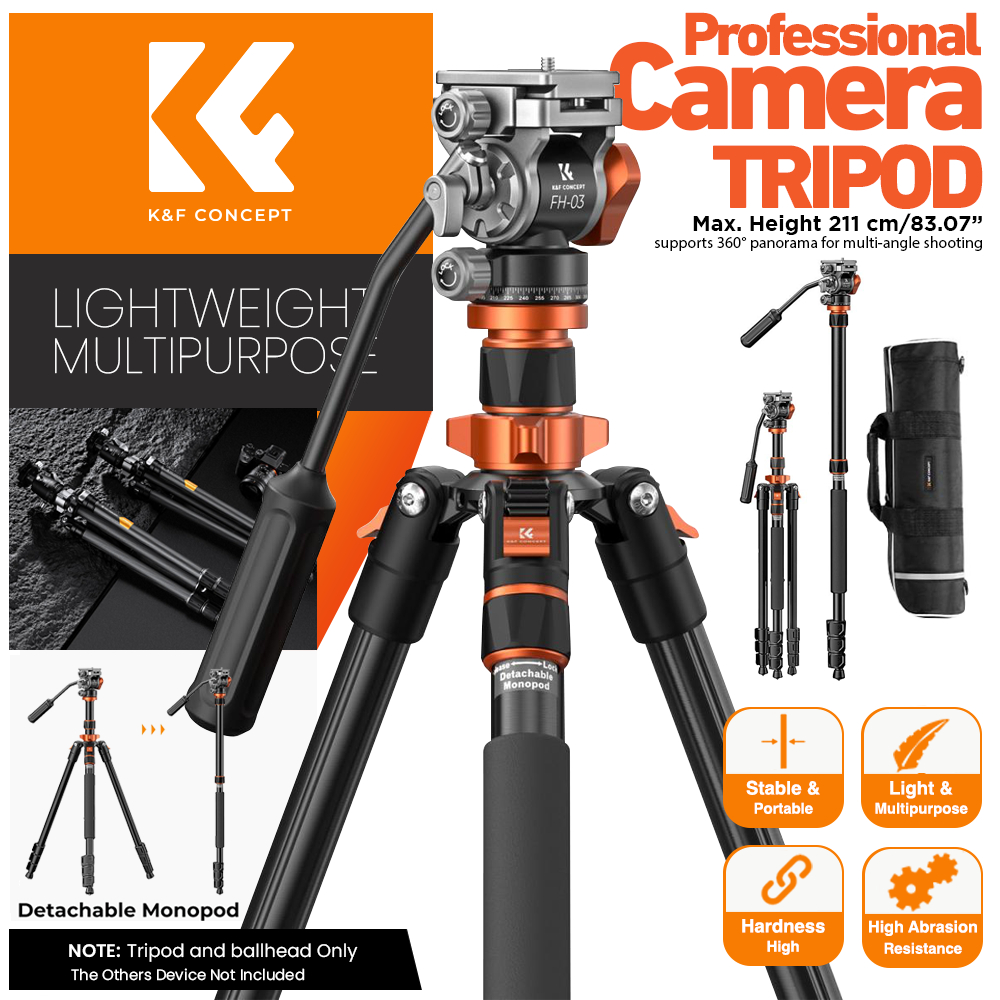 Jual KNF Concept Camera Aluminum Tripod K234A7+FH-03 with Fluid Head | Shopee Indonesia