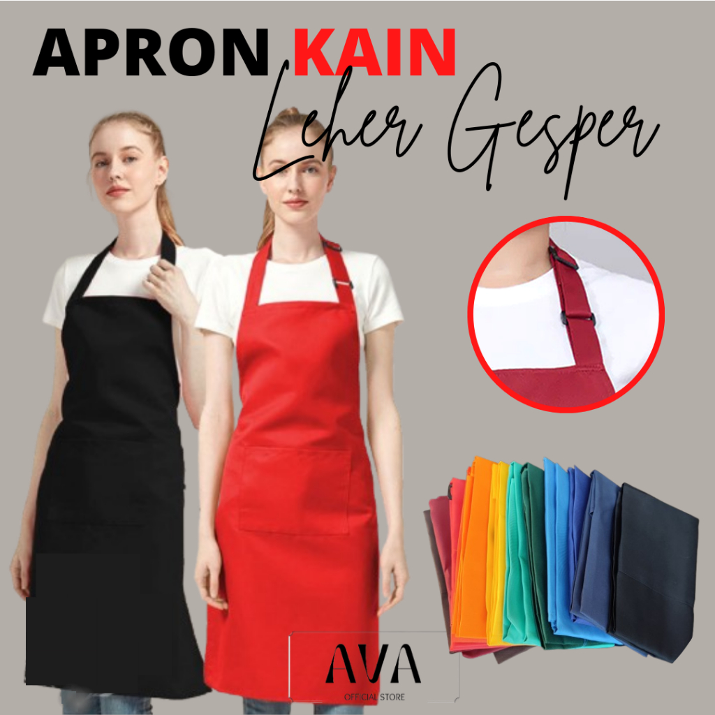 Jual Celemek Kain Katun Warna Panjang Polos / Celemek Masak Leher ...