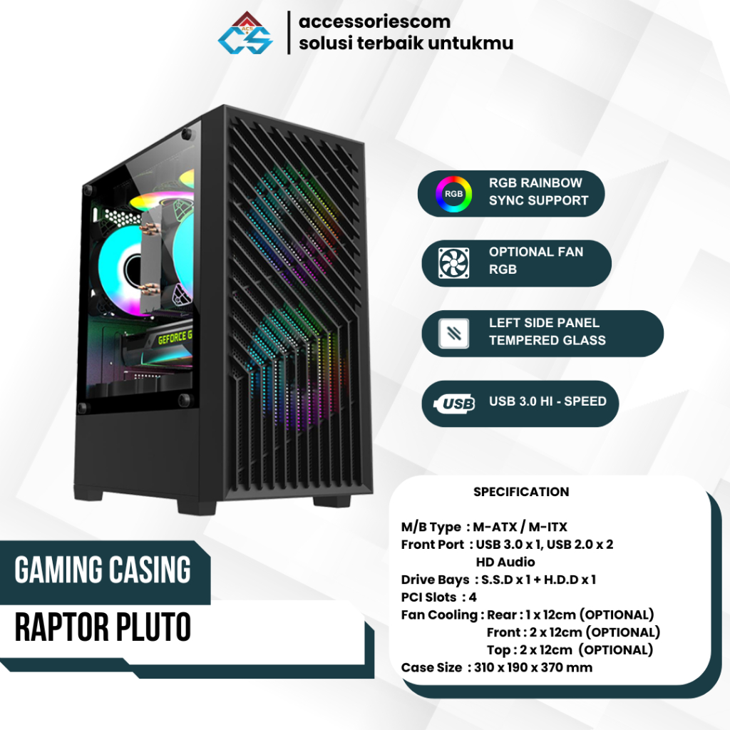 Jual Casing Gaming RAPTOR Pluto M-ATX/ITX - Casing Gaming | Shopee Indonesia