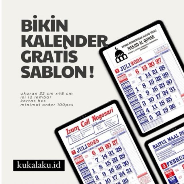 Jual 2025 KALENDER Custom Blanko Sablon 12bulan Kalender Dinding Klem ...