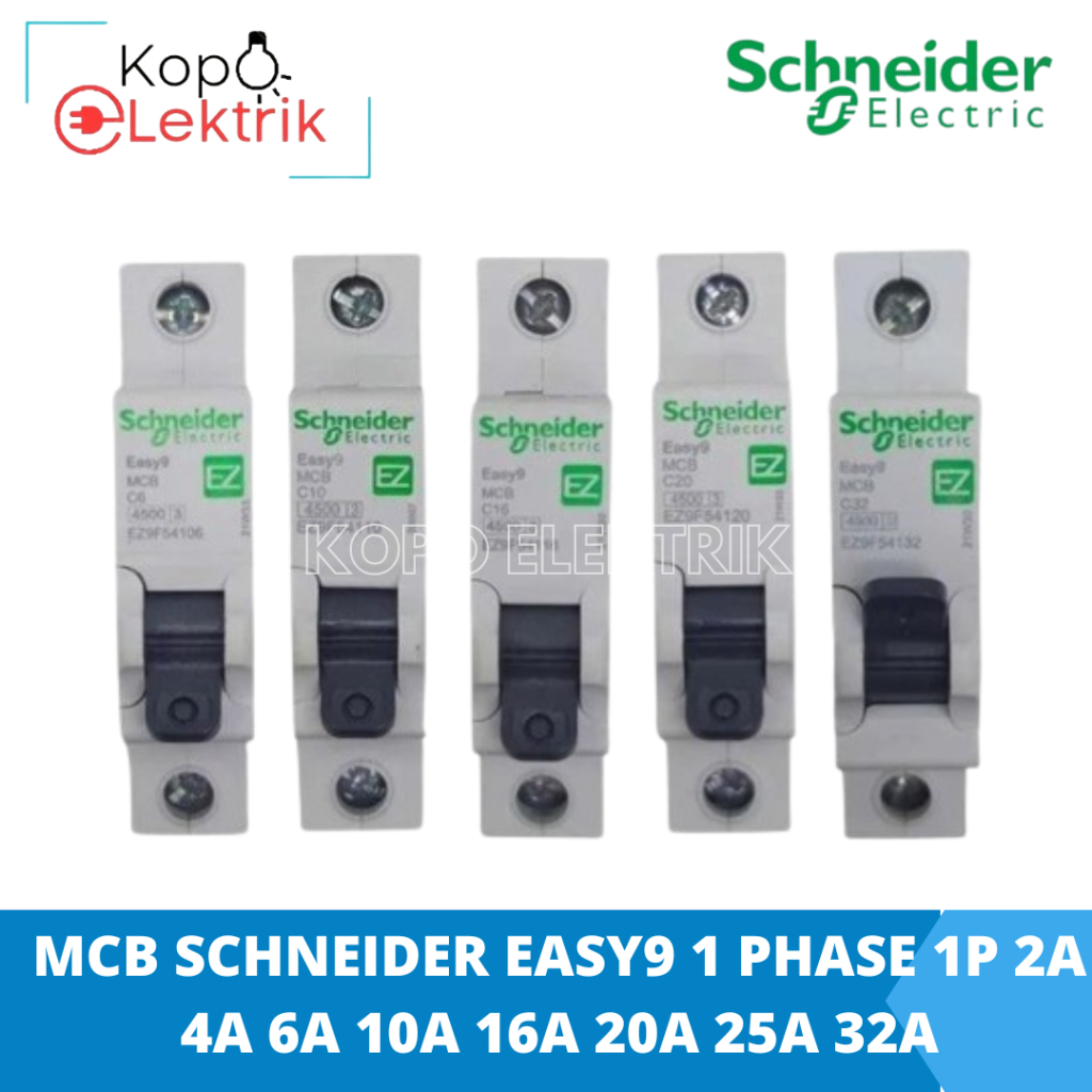Jual MCB Schneider Easy9 1 Phase 1P 2A 4A 6A 10A 16A 20A 25A 32A 40A | Shopee Indonesia