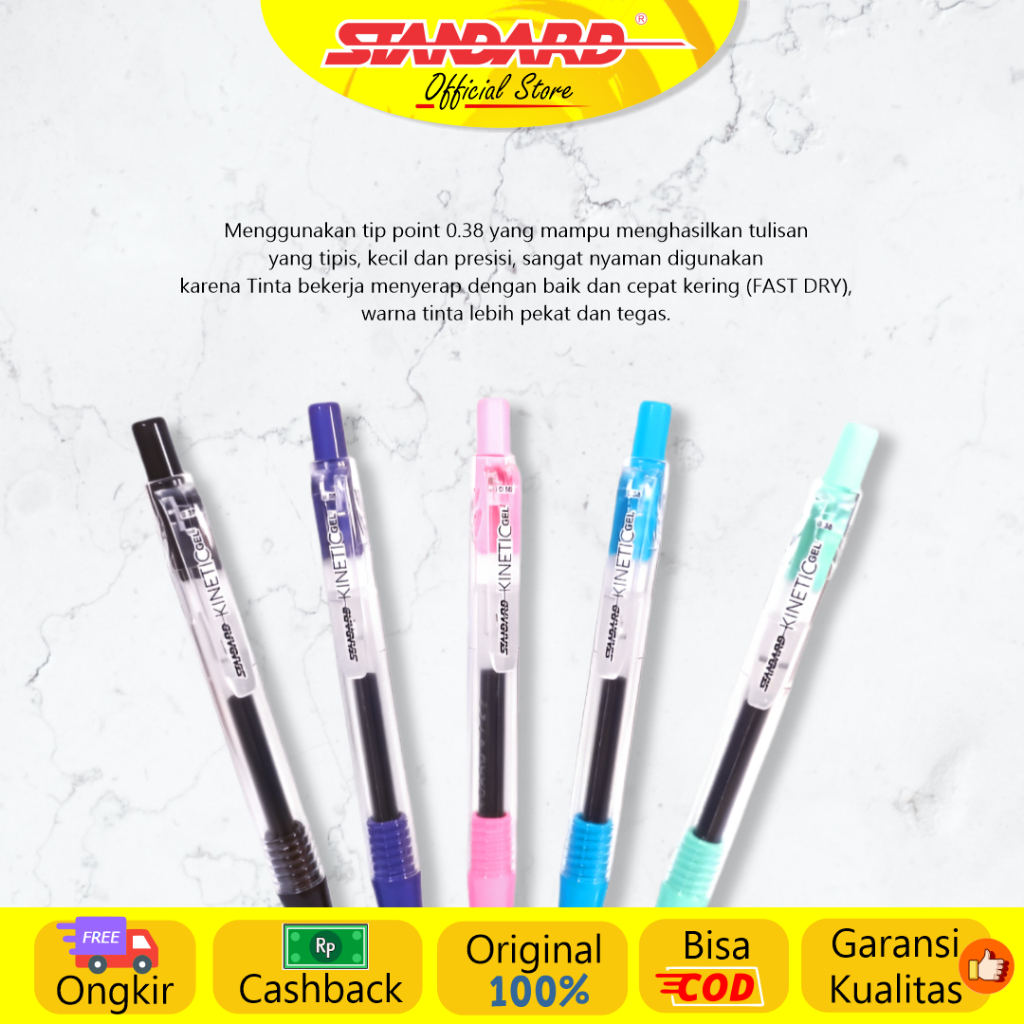 Jual Standard - Pulpen Kinetic Gel 0.38 Isi 6 Pcs ( Alat Tulis / Pen ...