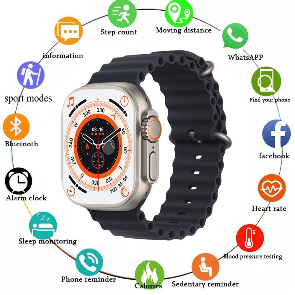 Jual 2024 New Arloji pintar Series 8 Watch Ultra Smart Sport Watch ...