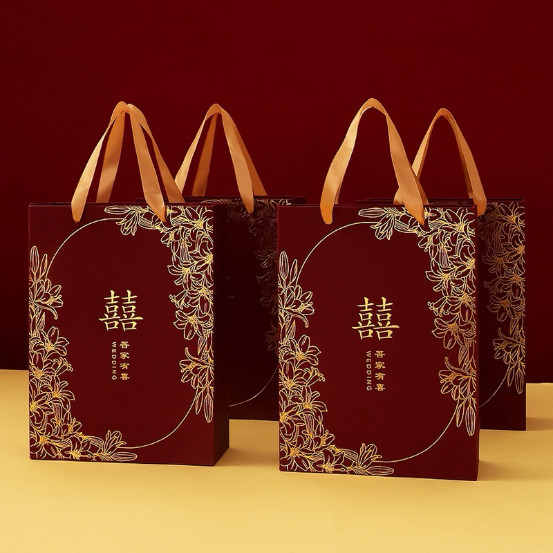 Jual Joyful Paperbag Shuang Xi Maroon Mewah Sedang Premium Nikah ...