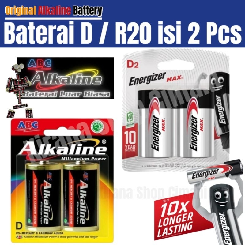 Jual Baterai ALKALINE Type D - R20 Besar isi 2 pcs | Shopee Indonesia