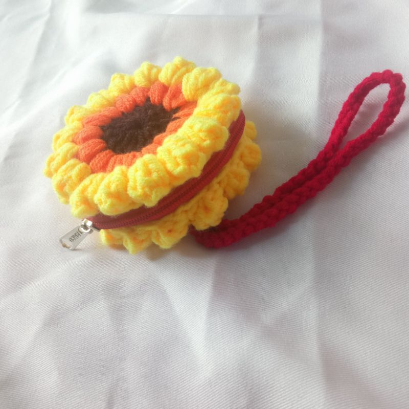 Jual dompet koin mini rajut/bag charm sunflower | Shopee Indonesia