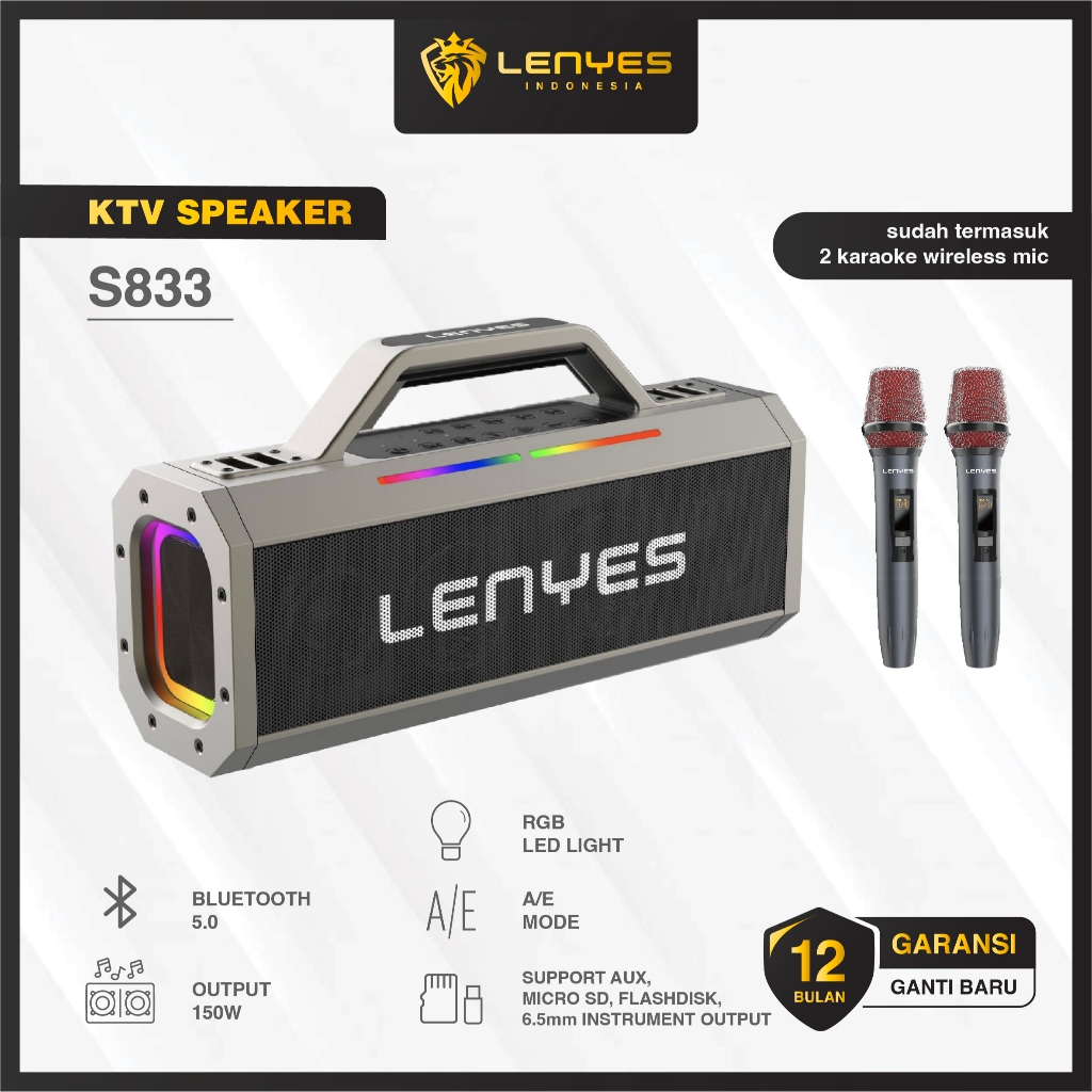 Jual LENYES S833 150W OutdoorKTV Wireless Speaker + Microphone Karaoke ...