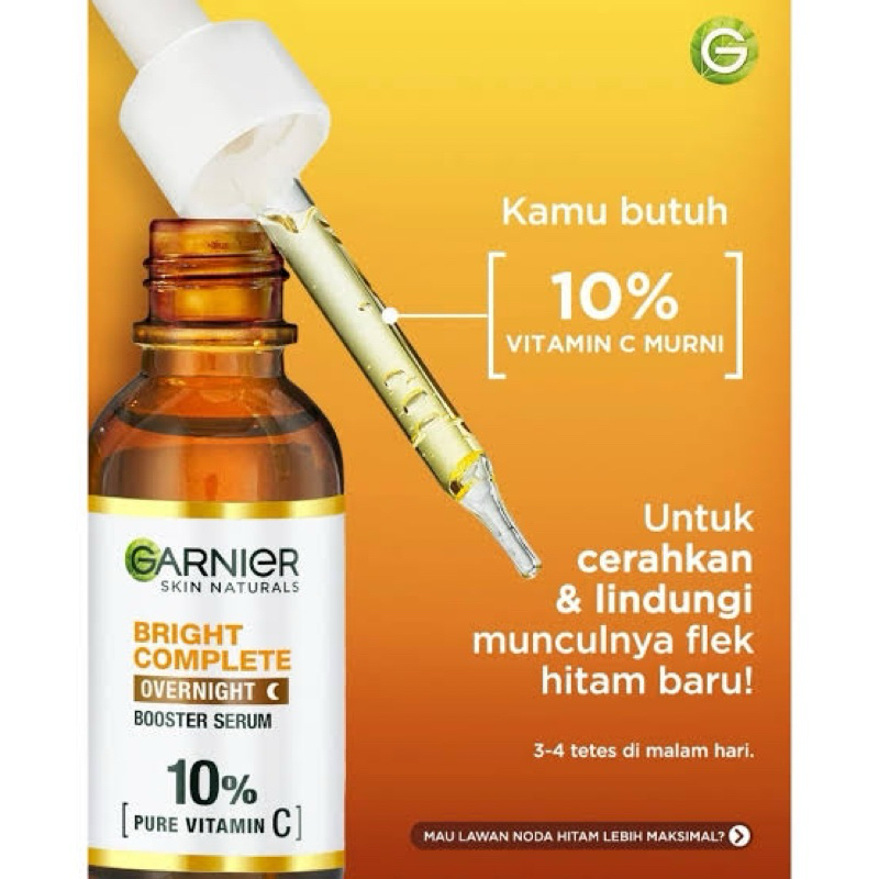 Jual GARNIER BRIGHT COMPLETE OVERNIGHT BOOSTER SERUM 30 ML | Shopee ...