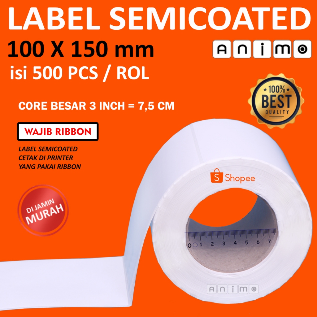 Jual LABEL SEMICOATED 100 x 150 Core 3 Inch isi 500 pcs - LABEL BARCODE ...