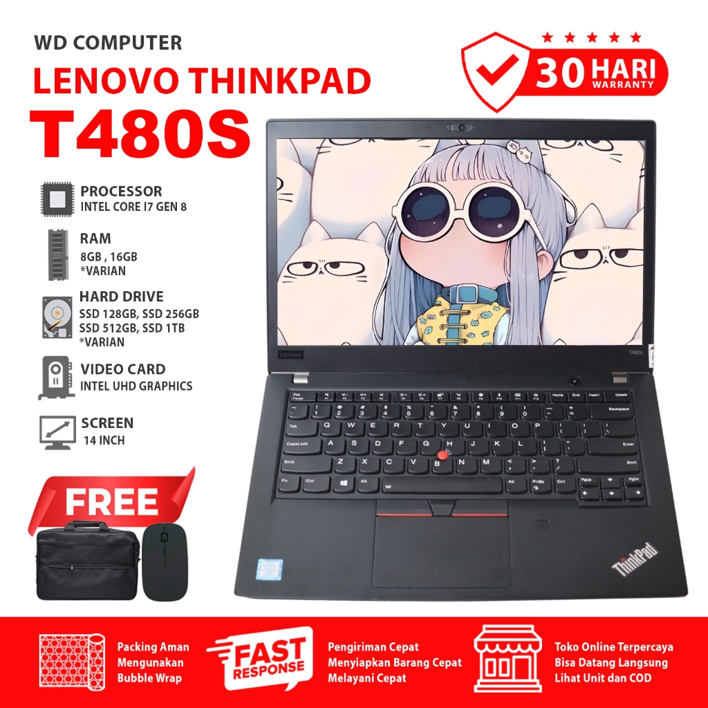 Jual Lenovo Thinkpad T480S Slim Intel Core I7 Gen 8 I Ram 16 Gb Ssd 512 ...