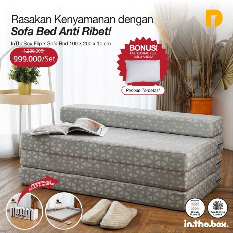 Jual Sofa bed inthebox, in the box flip x sofa bed 100x200x10cm, kasur ...