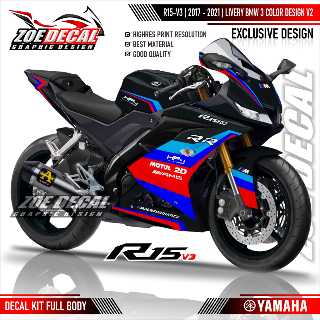 Jual Terbaru Decal Yamaha R15 V3 Full Body MotifBMW 3 Color Design ...