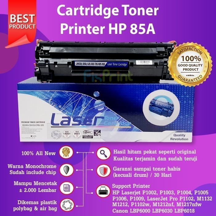 Jual Tinta Toner Printer Laserjet P1102 | 85A | Non Original Compatible ...