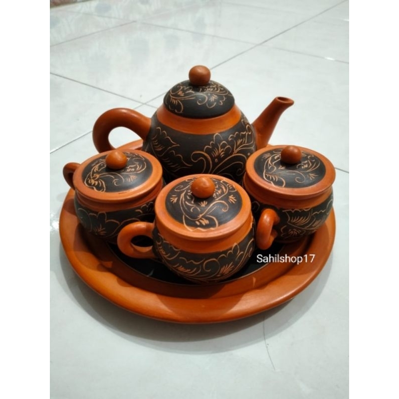 Jual PROMO Poci tanah liat khas Tegal set teko tanah liat BATIK ...