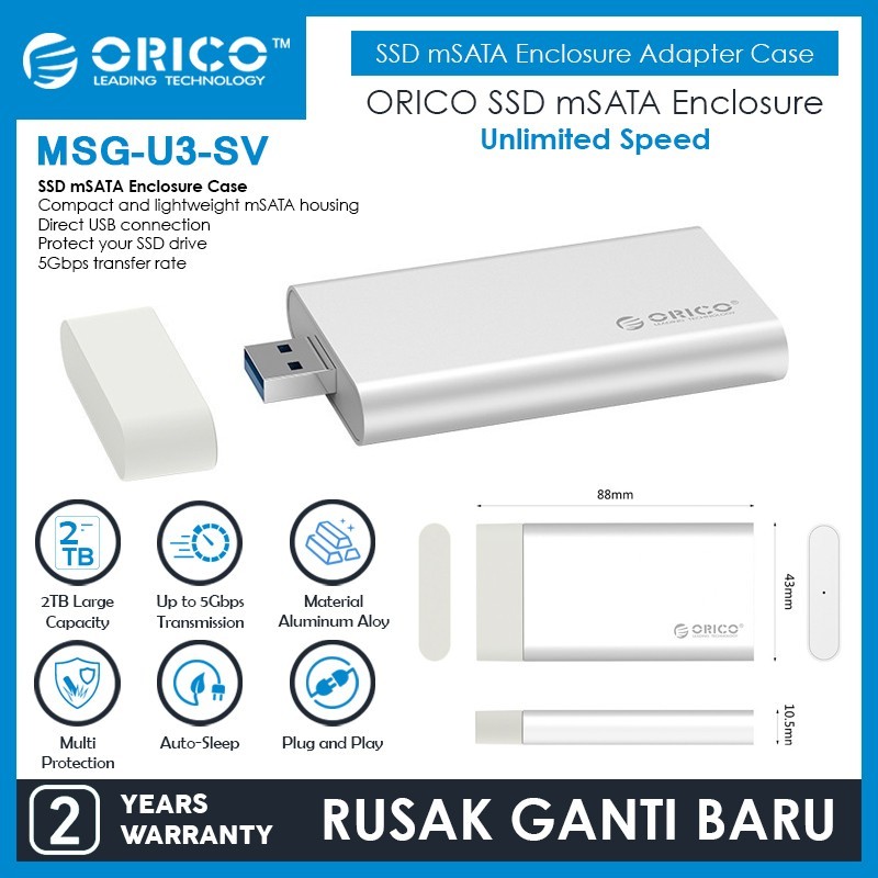 Jual ORICO Aluminum mSATA to USB 3.0 SSD Enclosure Adapter Case - MSG ...