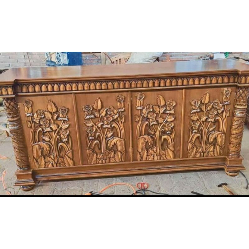Jual TERMURAH!!! BUFFET UKIR MOTIF TAMAN BUNGA KAYU JATI | Shopee Indonesia