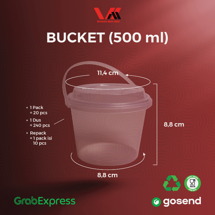 Jual EMBER DESSERT - BUCKET DESSERT - BUCKET HANDLE PLASTIK - 500ML ...