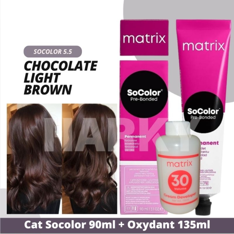 Jual 1Paket - Cat Matrix Socolor 5.5 Chocolate Light Brown 90ml ...