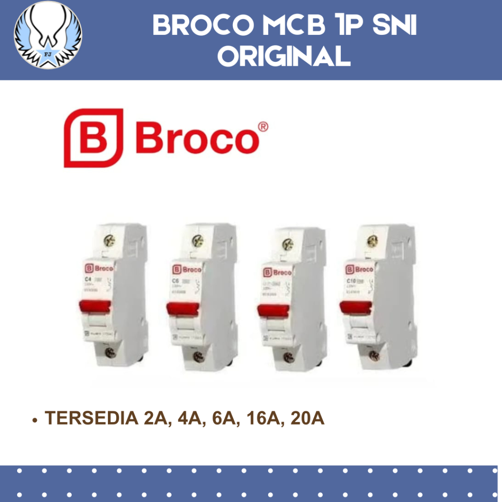 Jual BROCO MCB 1P 1 PHASE SNI ORIGINAL 2A, 4A, 6A, 16A, 20A | Shopee ...