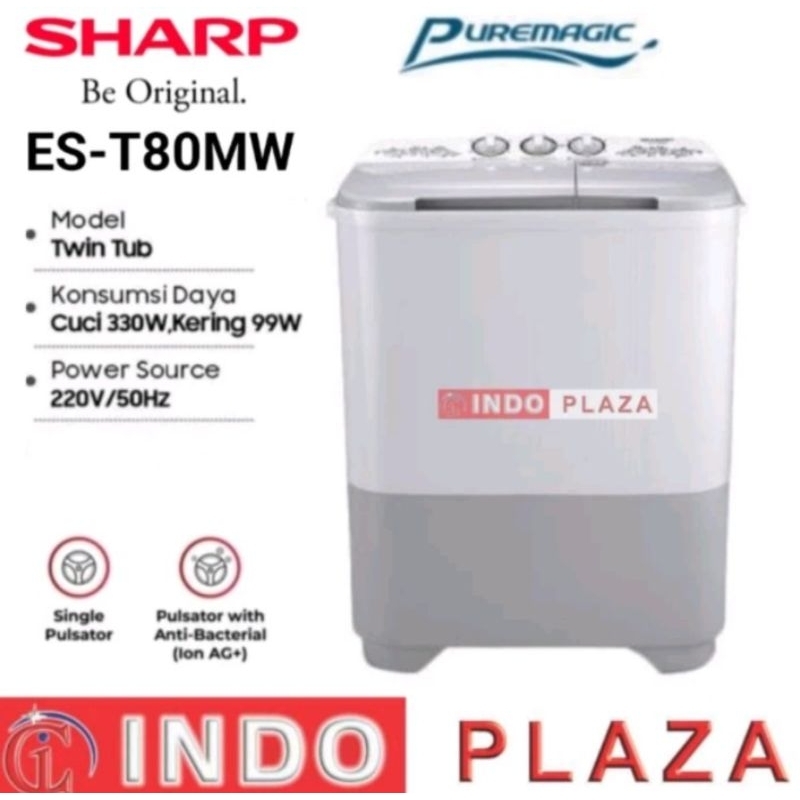 Jual MESIN CUCI SHARP 2 TABUNG 7 Kg / 7Kg ES-T70MW / 8 Kg / 8Kg ES-T80MW / 9 Kg / 9Kg ES-T90MW ...