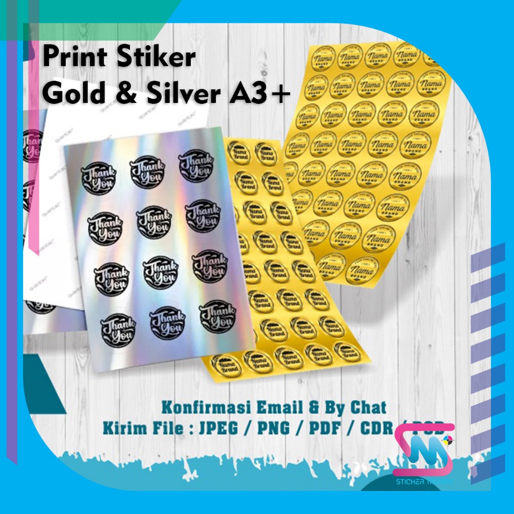 Jual Stiker Murah Bandung - Print Sticker Gold & Silver A3 Free Kiss ...