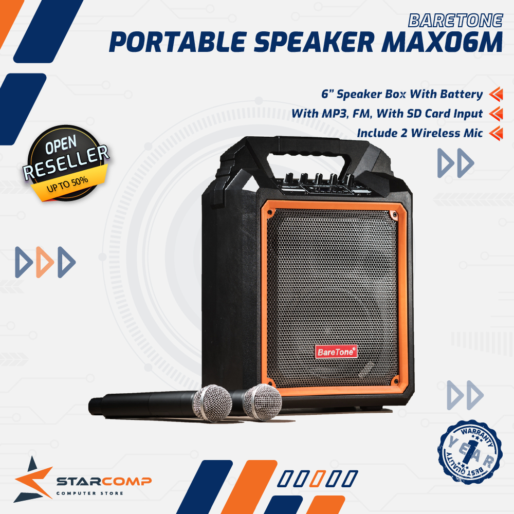 Jual BareTone Speaker Mini Portable MAX06M Bluetooth Wireless | Shopee ...