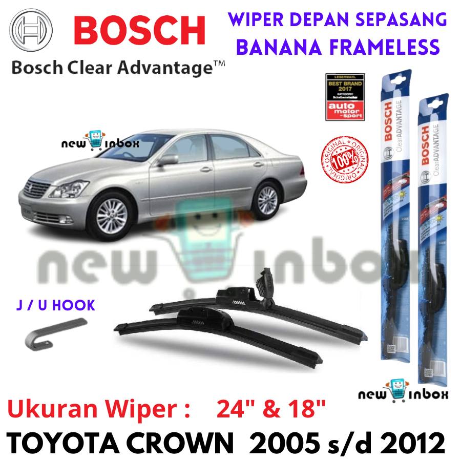 Jual Wiper Depan Mobil TOYOTA CROWN Sepasang Frameless BOSCH CLEAR ADVANTAGE 24" & 18" ORIGINAL ...