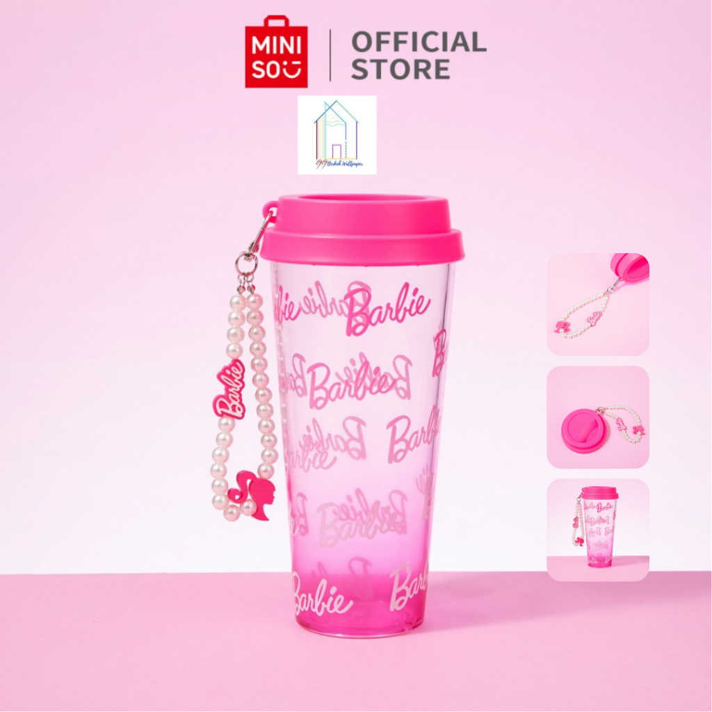 Jual MINISO X Barbie Botol Minum Plastik Tumbler Minum dengan Rantai ...