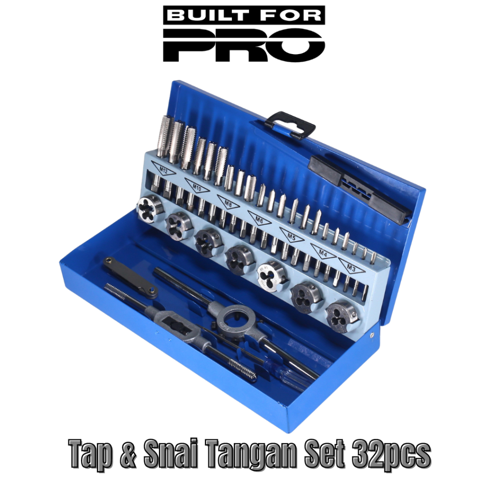 Jual Tap dan Snai Tangan Set 32pcs M3 - M12 Pembuat Ulir Drat Luar dan ...